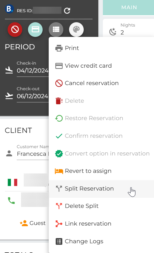 Split Reservation – CiaoBooking