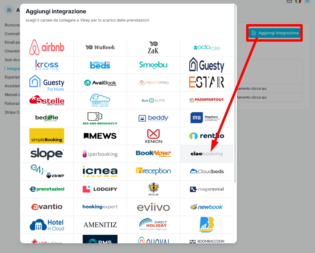 How do I connect Ciaobooking with Vikey? – Smartpms